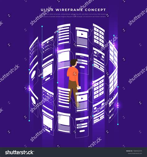 Ux Ui Flowchart Mockups Mobile Application Stock Vector Royalty Free Shutterstock