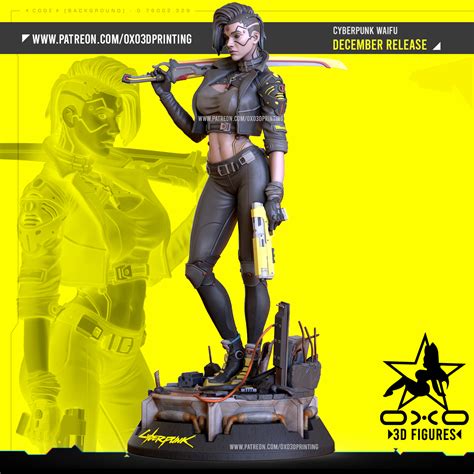 Файл D Настольная миниатюра CyberPunk Waifu Модель для загрузки и D печатиCults