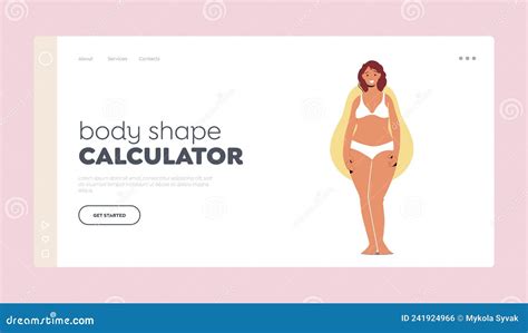 Body Shape Calculator Landing Page Template Woman Pear Female Character Figure Types Concept