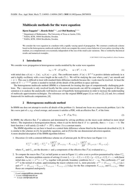 Pdf Multiscale Methods For The Wave Equation