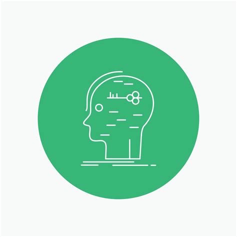 Brain Hack Hacking Key Mind White Line Icon In Circle Background