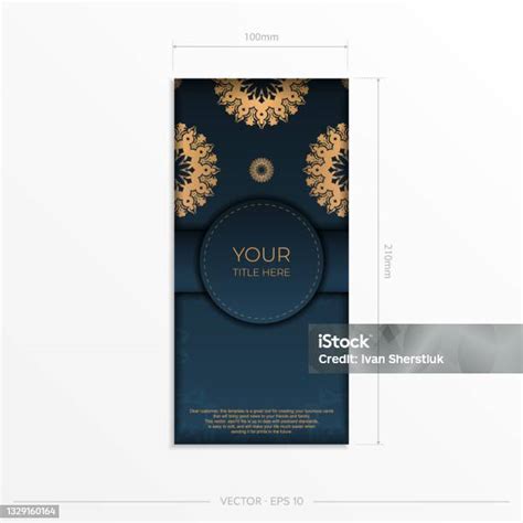 인도 만달라 장식어두운 파란색 엽서 템플릿 인쇄 및 타이포그래피에 적합한 우아하고 클래식한 벡터 요소 0명에 대한 스톡 벡터