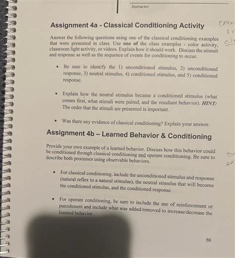 Solved Assignment 4a Classical Conditioning Activity