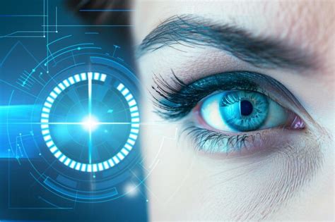 Premium Photo Precision Eye Scan With Laser Crosshair Targeting For Advanced Diagnostics