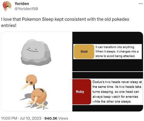 I Love That Pokemon Sleep Kept Consistent With The Old Pokedex Entries Pok Mon Sleep Know