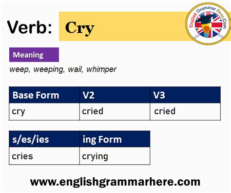 Cry V1 V2 V3 V4 V5 Past Simple And Past Participle Form Of Cry