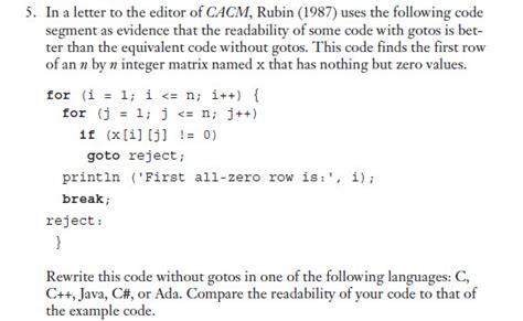 Solved 5 In A Letter To The Editor Of Cacm Rubin 1987