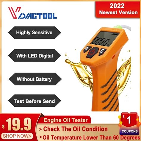 Vdiagtool 전문 오일 테스터 Led 디지털 분석기 엔진 오일 테스터 자동차 수리 도구 액세서리 배터리 없음