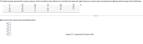 Solved A Construct The Ordered Stem And Leaf Plot Below