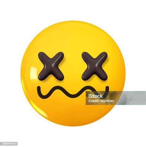 이모티콘 눈과 입에 십자가 X가 있는 얼굴 감정 3d 만화 아이콘입니다 노란색 원형 이모티콘입니다 벡터 일러스트 레이 션 3차원 형태에 대한 스톡 벡터 아트 및 기타 이미지