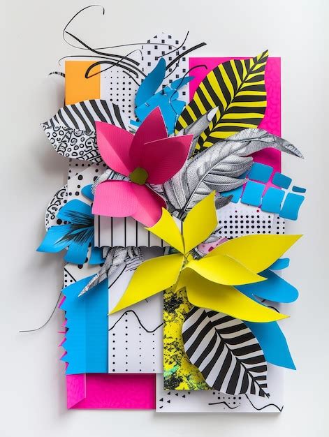 Vibrant Abstract Collage Art With Colorful Paper Cutouts And Geometric