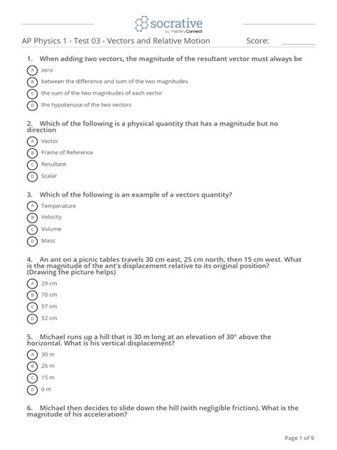 Test 3 Socrative Review Vectors Blank Download Free Pdf Trigonometric Functions