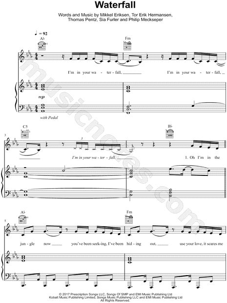 Stargate Feat Pink And Sia Waterfall Sheet Music In C Minor