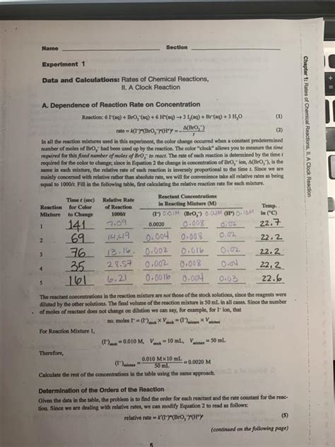 Solved Name Section Experiment 1 Data And Calculations