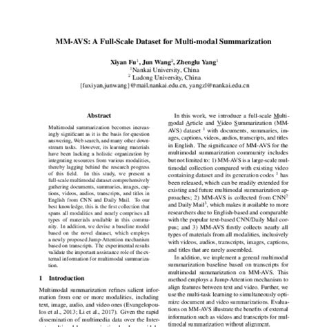 Mm Avs A Full Scale Dataset For Multi Modal Summarization Acl Anthology