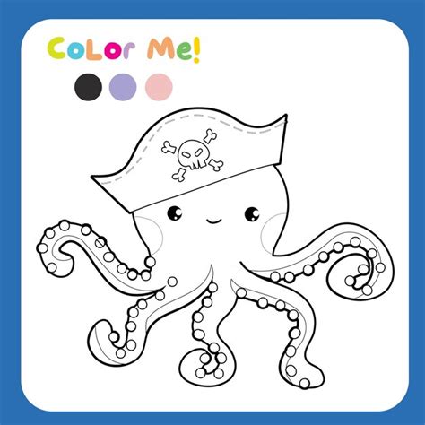 해적 테마가 있는 어린이를 위한 색칠 워크시트입니다 교육용 인쇄용 워크시트 벡터 파일 프리미엄 벡터