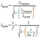 Hot Rectangular Waveguide Guided Wavelength Calculator