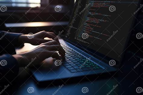 Data Scientists Man Programmer Using Laptop Analyzing And Develop Ai Programming Stock