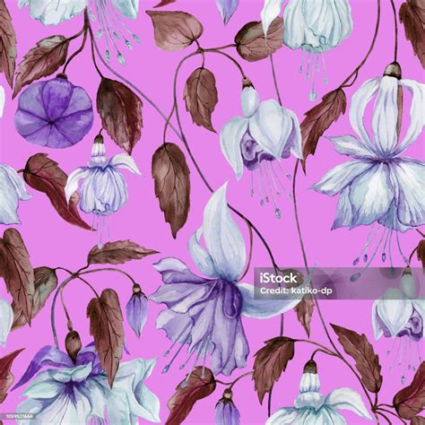 밝은 분홍색 바탕에 잔 가지를 등반에 아름 다운 적자 색 꽃 완벽 한 꽃 패턴입니다 수채화 그림입니다 손으로 그린 그림 갈색에 대한 스톡 벡터 아트 및 기타 이미지 Istock