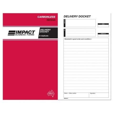 Impact Delivery Docket Books Triplicate 8 X 5 Carbonless Primework