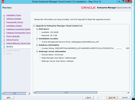 Enterprise Manager Cloud Control C Release Upgrade