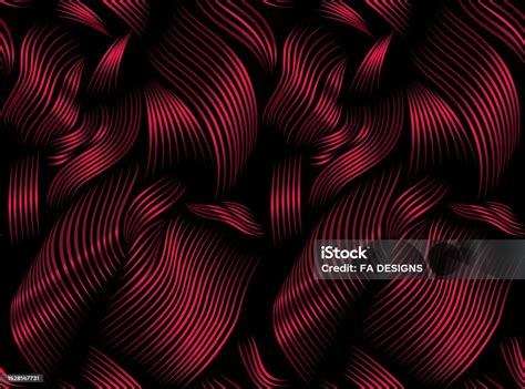 패브릭 및 섬유 인쇄 스포츠 저지 질감 포장지 배경 및 포장 웹 배너를 위한 검은색 배경에 매끄러운 곡선 리본 추상 패턴 벡터 기하 도형에 대한 스톡 벡터 아트 및 기타