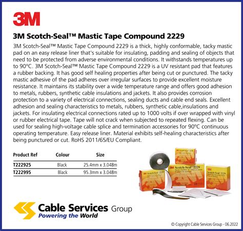 3m Scotch Seal™ Mastic Tape Compound 2229 Cable Services