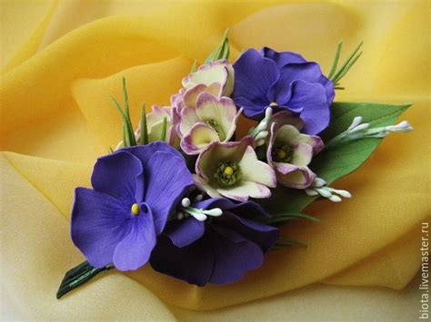 Букетик брошь с анютками РЕЗЕРВ в интернет магазине на Ярмарке Мастеров Москва доставка по