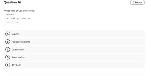 Solved Question What Type Of Css Selector Is Center Chegg