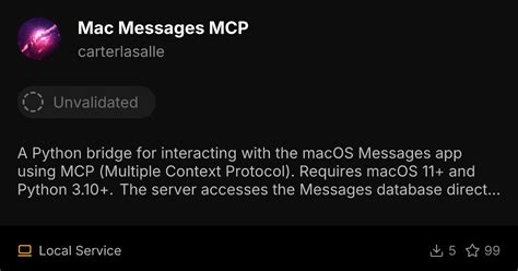 Mac Messages Mcp Mcp Servers · Lobehub