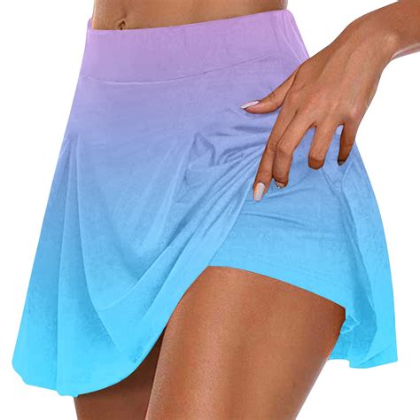 Tmoyzq Womens 2 In 1 Gradient Color Tennis Skirt With Built In Shorts