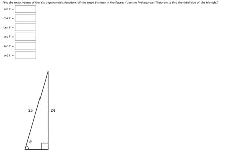 Find The Exact Values Of The Six Trigonometric Functions Af The Angle Shown In The Figure Use