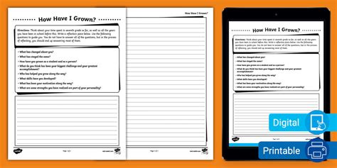 Self Reflection Prompts Seventh Grade Twinkl Usa