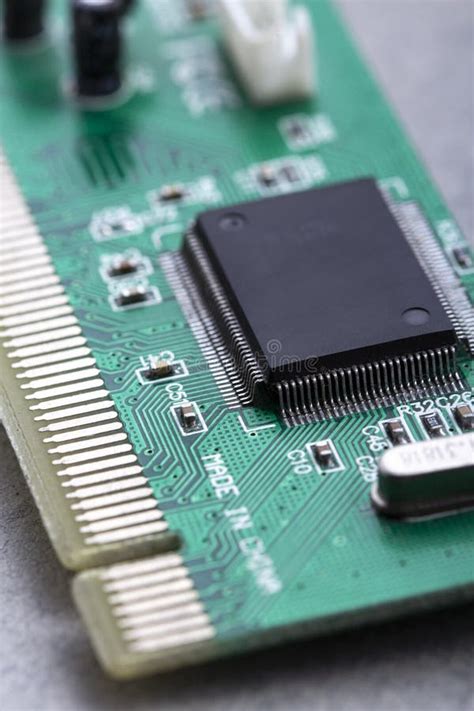 Computer Processor Chip On A Circuit Board With Microchips And Other Electronic Parts Cpu Chip