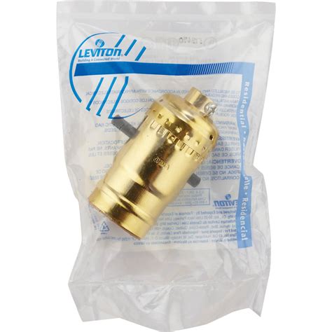 Leviton Push Button Medium Base Polished Gilt Lamp Socket Do It Best