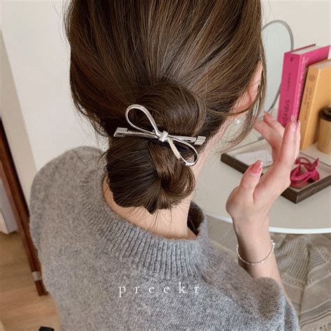 데일리 리본머리끈 실버 로우번 고무줄 헤어끈