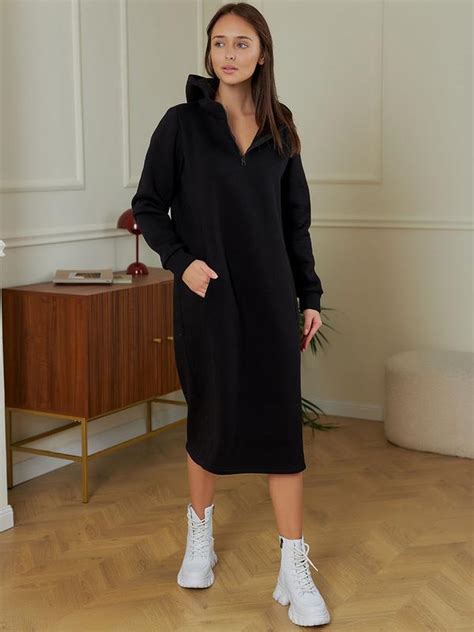 Сукня худі на замку з кишенями — ціна 845 грн у каталозі Сукні міді Купити жіночі речі за