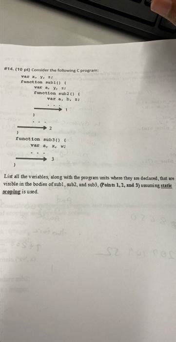 Solved 14 10pt Consider The Following C Program List