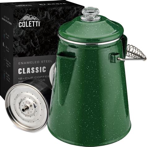 Toughty Classic Enamel Coffee Percolator Black 12 Cup