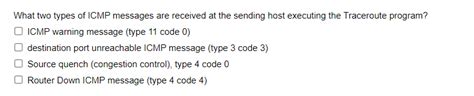 Solved What Two Types Of Icmp Messages Are Received At The