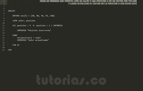 Arreglos Pseudocodigo Actualizar Valor En Vector