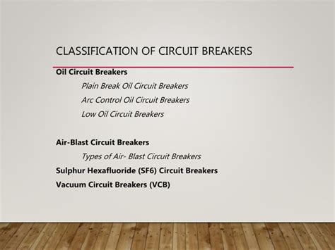 Oil Circuit Breakerclassification Of Circuit Breakers Ppt