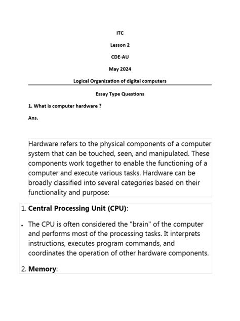 Itc Lesson 2 Cde Au May 2024 Pdf Computer Data Storage Hard Disk Drive