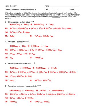 Ionic Equations Worksheet Fill Online Printable Fillable Blank PdfFiller