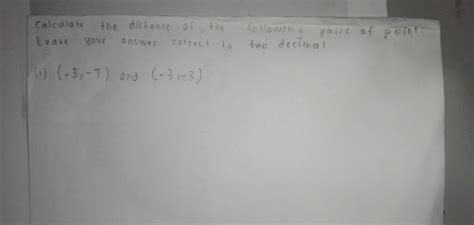 solved calculate the distance of the following pairs of point leave