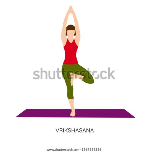 Yogi Woman Vrikshasana Tree Pose Female Stock Vector Royalty Free Shutterstock