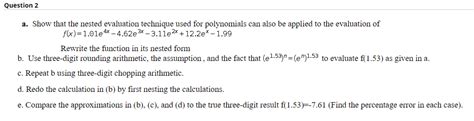 solved question 2 a show that the nested evaluation