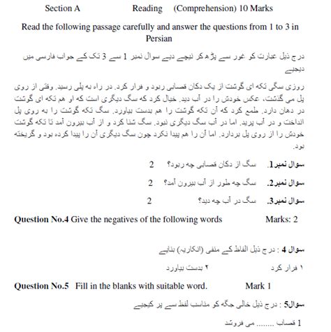 Cbse Class 10 Persian Boards 2020 Sample Paper Solved