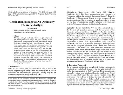 pdf gemination in bangla an optimality theoretic analysis