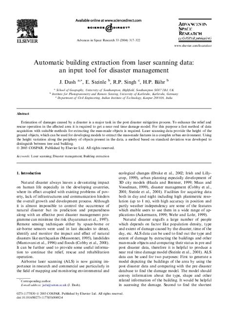 Pdf Automatic Building Extraction From Laser Scanning Data An Input Tool For Disaster Management